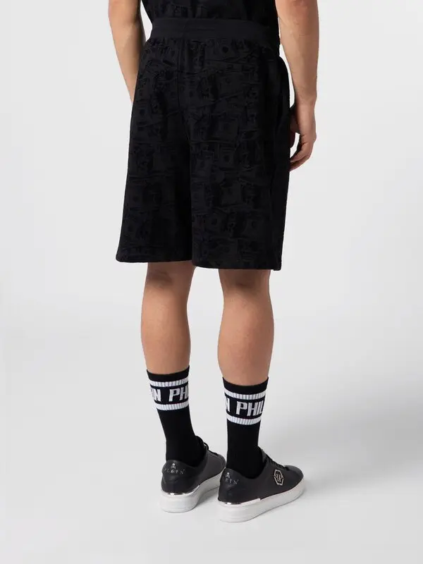 Philipp Plein Jersey Jogging Shorts With Graphic Print And Drawstring