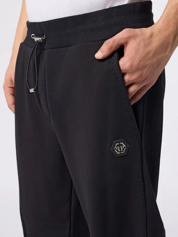Philipp Plein Wide Leg Jersey Jogging Trousers With Hexagon Logo