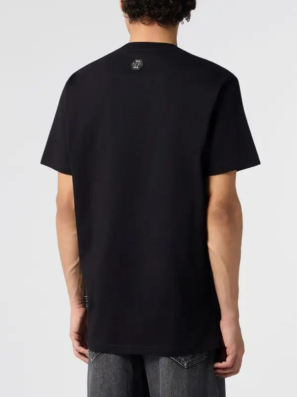 Philipp Plein Embroidered Graphic Print Cotton T-shirt With Rhinestones