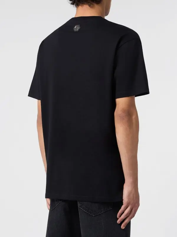 Philipp Plein Cotton T-shirt With Graphic Print And Contrast Logo