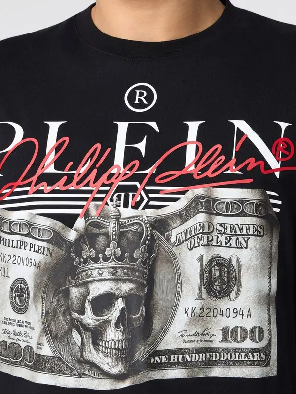 Philipp Plein Cotton T-shirt With Graphic Print And Contrast Logo