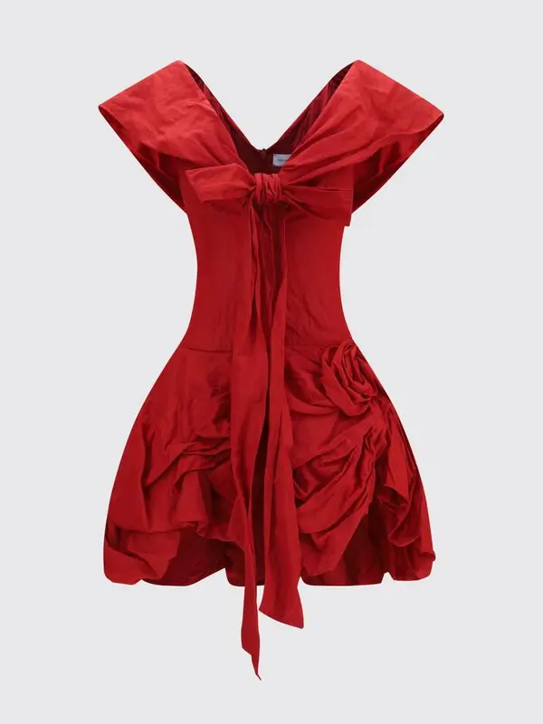 Magda Butrym Asymmetrical Draped Cotton Mini Dress With Bow