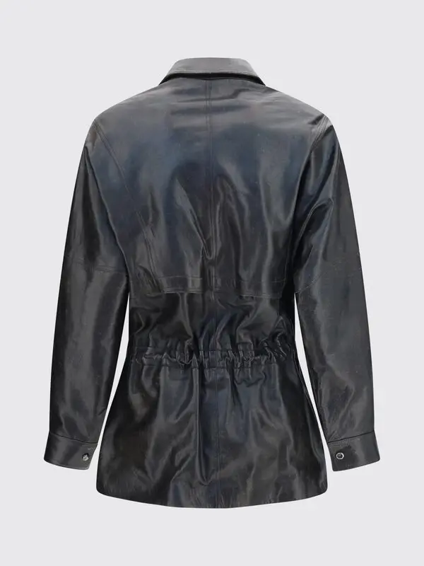 Magda Butrym Distressed Sheepskin Leather Jacket With A Drawstring Waist
