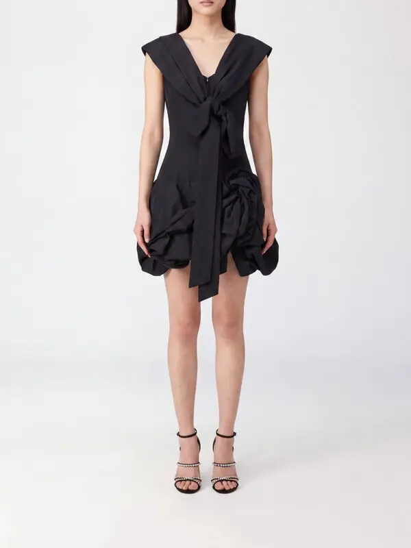 Magda Butrym Asymmetrical Draped Cotton And Silk-blend Mini Dress - Black