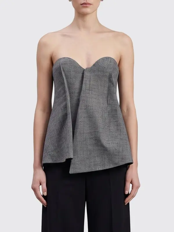 Magda Butrym Off-the-shoulder Merino Wool Top With A Sweetheart Neckline - Grey
