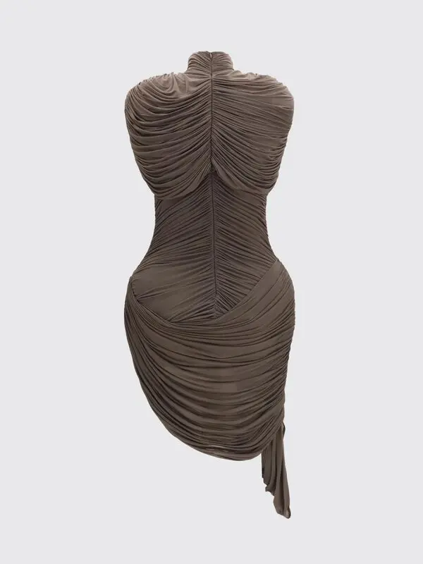 Magda Butrym High-neck Asymmetrical Mini Dress In Ruched Jersey