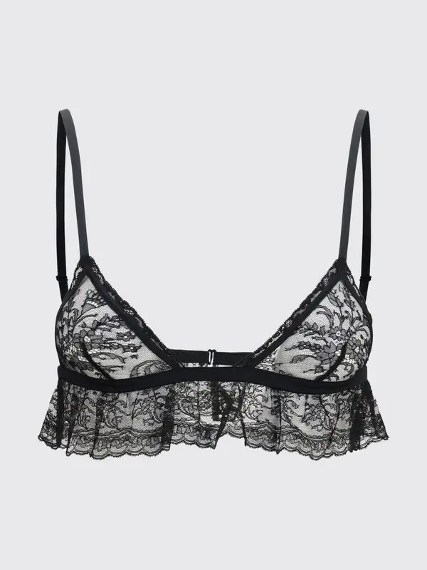 Dolce & Gabbana Triangle Lace Bra In A Cotton Blend With Adjustable Straps