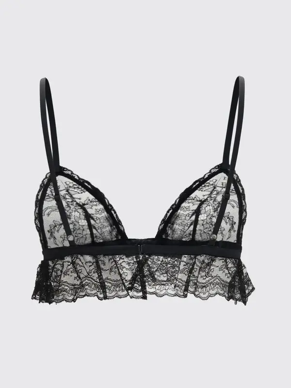 Dolce & Gabbana Triangle Lace Bra In A Cotton Blend With Adjustable Straps