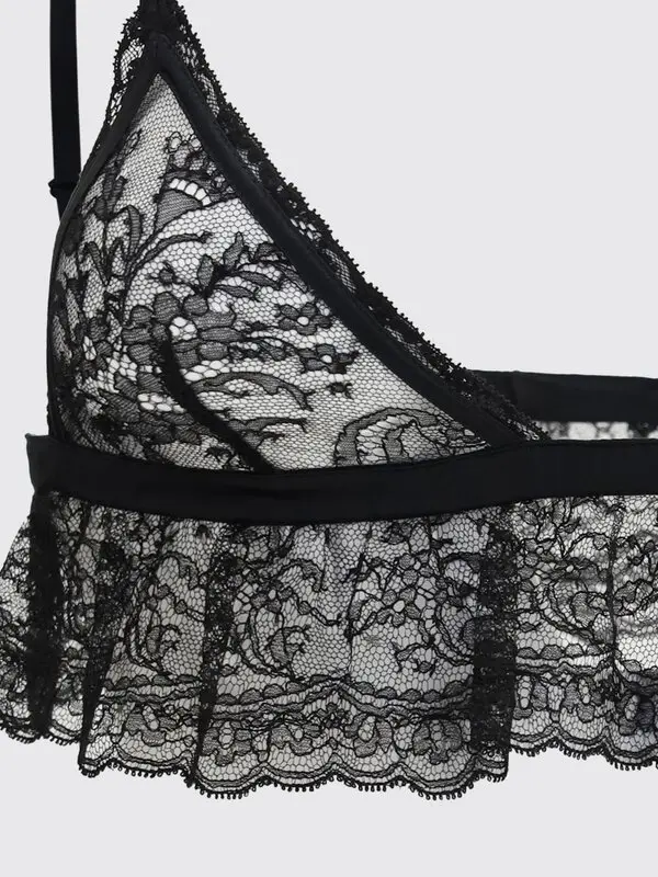 Dolce & Gabbana Triangle Lace Bra In A Cotton Blend With Adjustable Straps