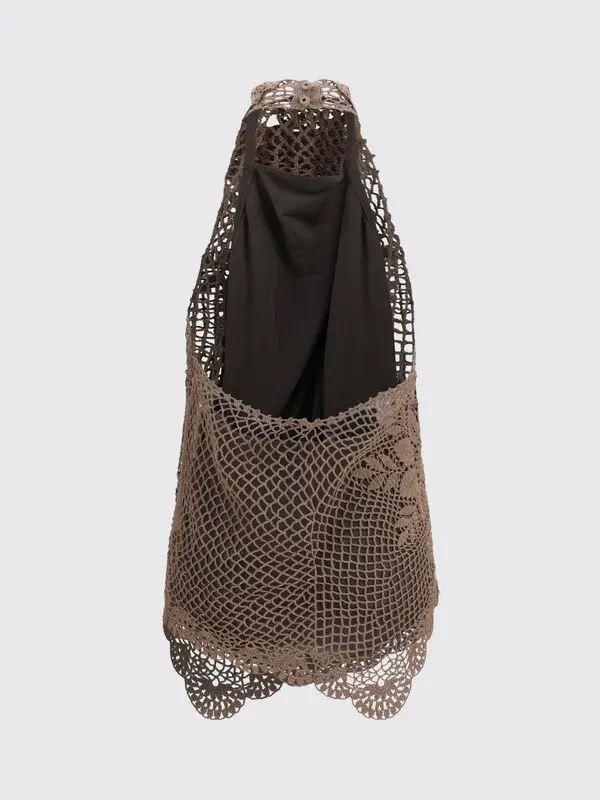 Magda Butrym Crochet Cotton Halterneck Top With A Turtleneck Design