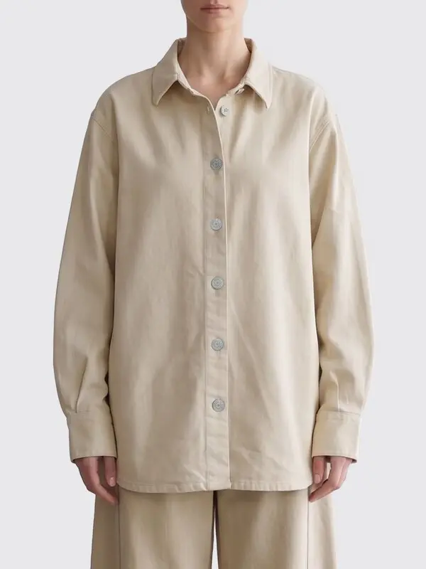 Magda Butrym Relaxed Fit Cotton Shirt With Dropped Shoulders And Classic Collar - Beige