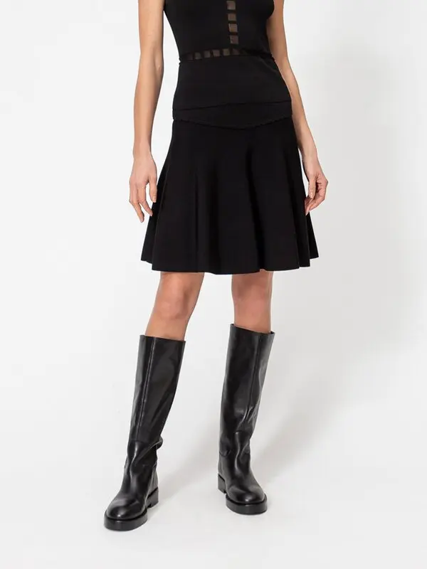 TWINSET Flared Viscose-knit Mini Skirt With Elasticated High Waist
