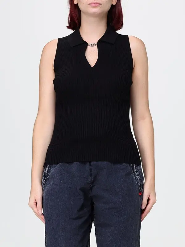 DIESEL® Slim Fit Ribbed Silk And Cotton Blend Off-the-shoulder Top