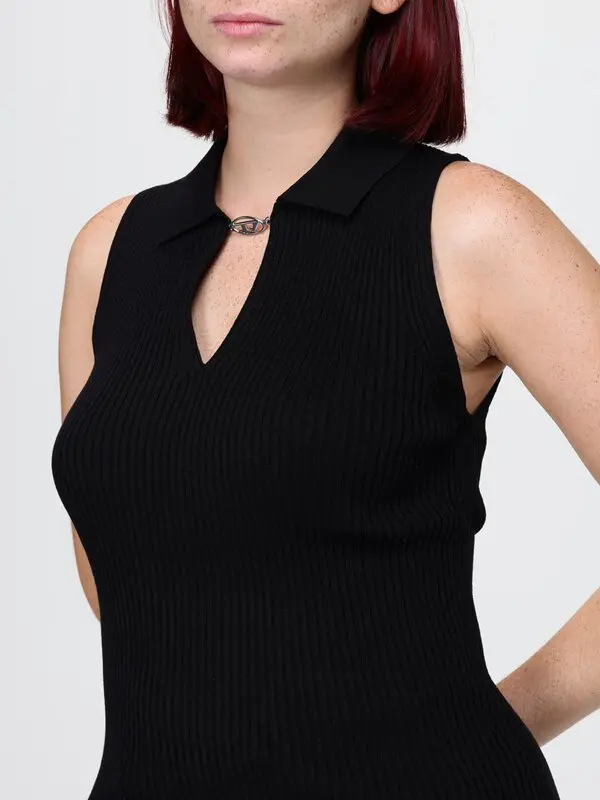 DIESEL® Slim Fit Ribbed Silk And Cotton Blend Off-the-shoulder Top
