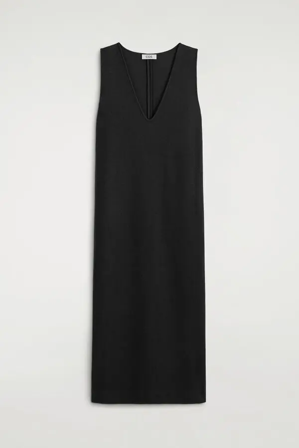 Cos Boiled Wool-blend V-neck Midi Dress