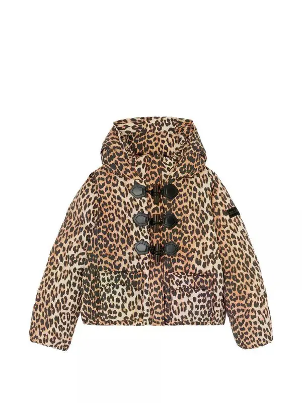 GANNI Mini Puffer In Leopard Nylon