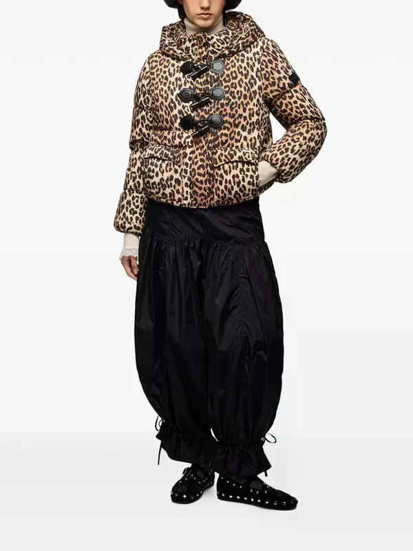 GANNI Mini Puffer In Leopard Nylon