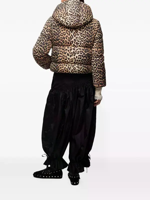 GANNI Mini Puffer In Leopard Nylon