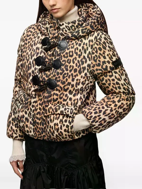 GANNI Mini Puffer In Leopard Nylon