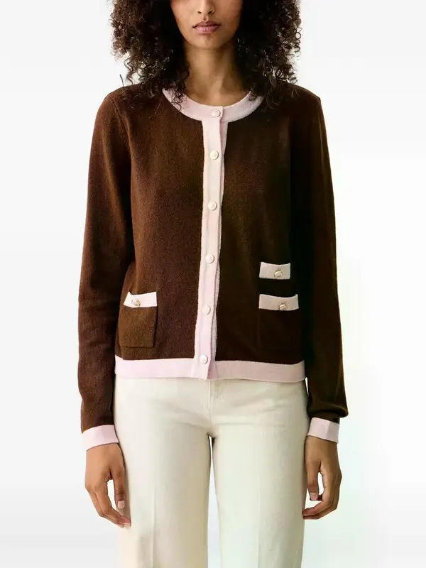 Luisa Spagnoli Cuoricino Contrast-trim Button-up Cardigan - Brown