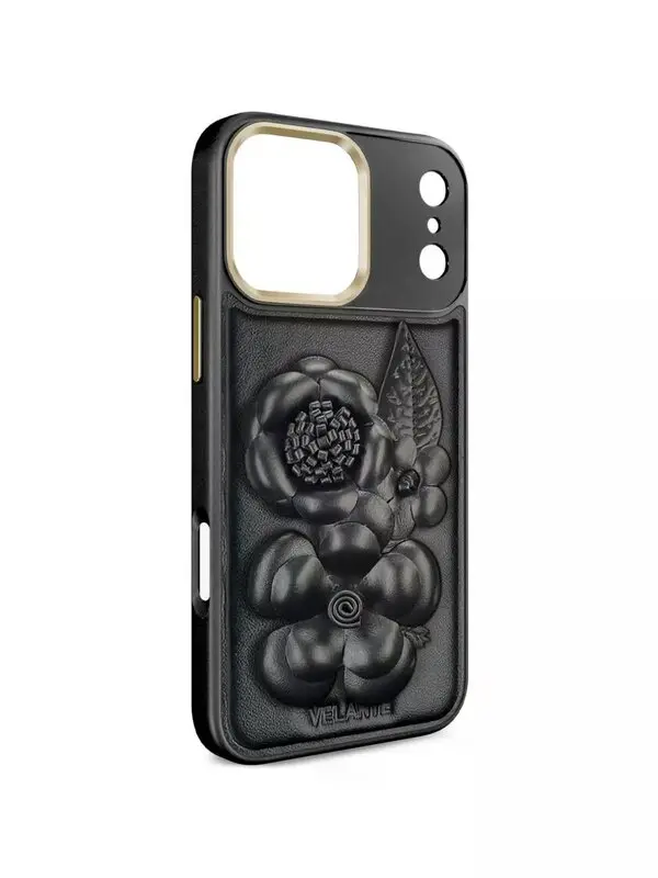 VELANTE Floral-appliqué Leather Iphone Case