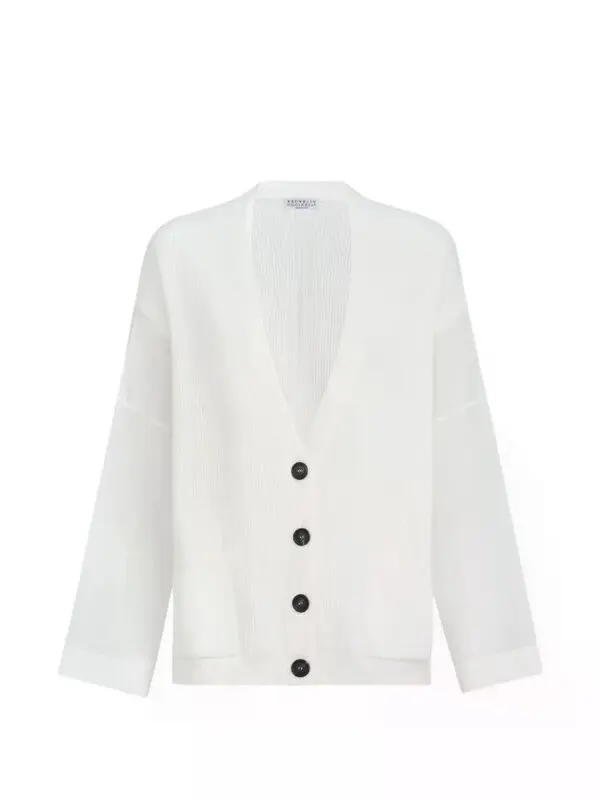 Brunello Cucinelli Ribbed Cotton Cardigan - White