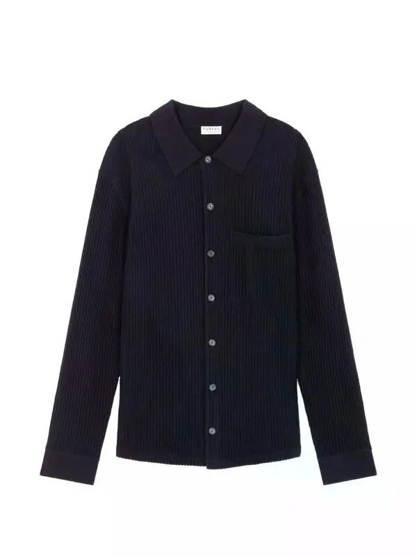 FURSAC Waffle-knit Button-up Polo Shirt
