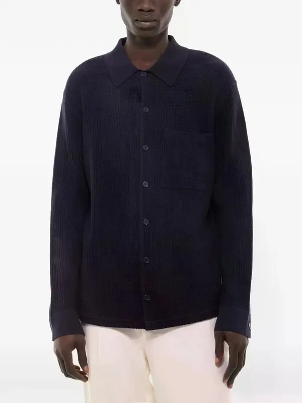 FURSAC Waffle-knit Button-up Polo Shirt