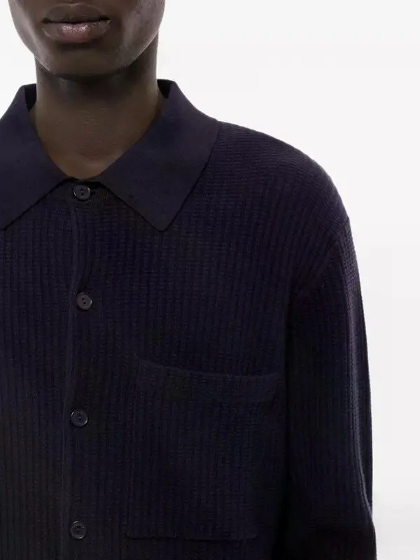 FURSAC Waffle-knit Button-up Polo Shirt