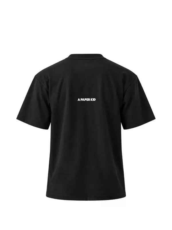 A PAPER KID Peacock-print Logo-print T-shirt