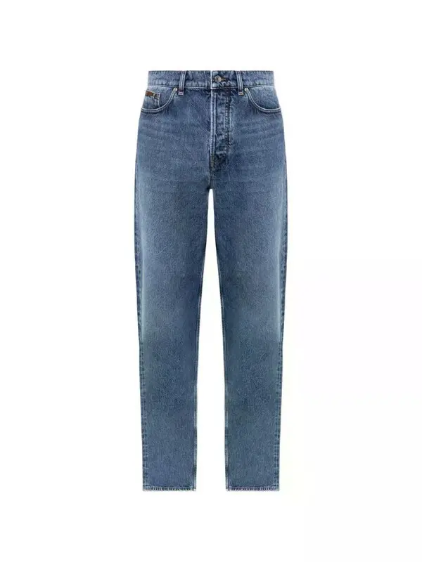 Moncler Whiskering-effect Logo-patch Jeans