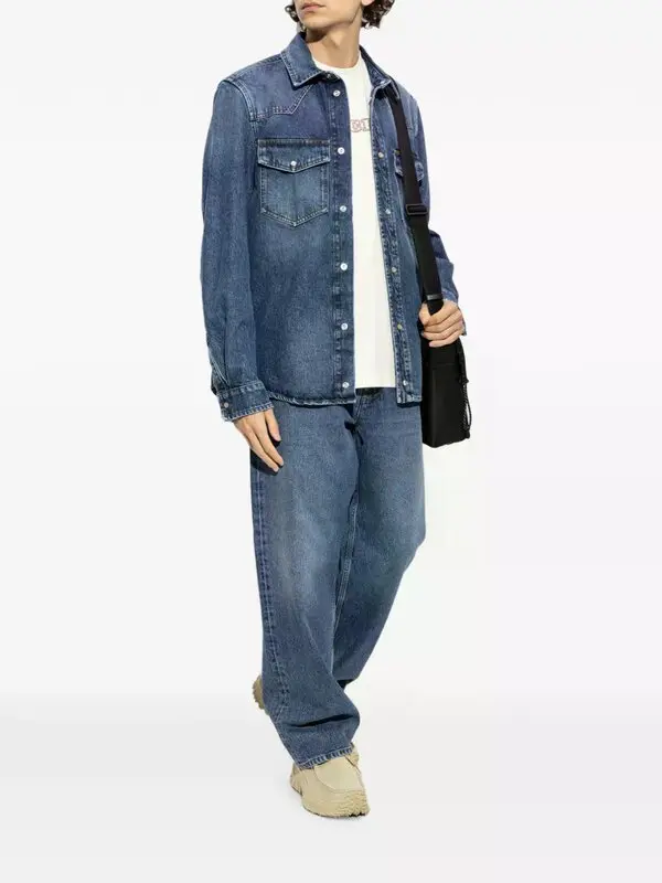 Moncler Whiskering-effect Logo-patch Jeans