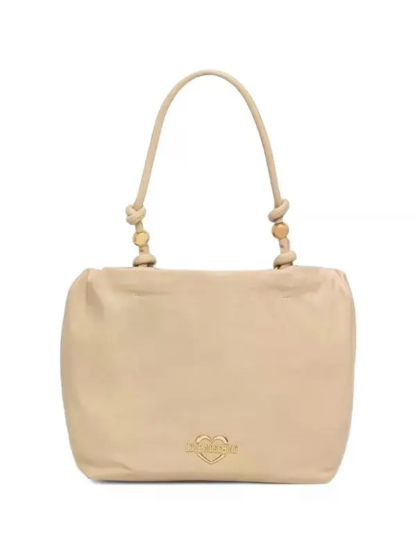 Moschino Logo-plaque Knotted Shoulder Bag - Neutrals