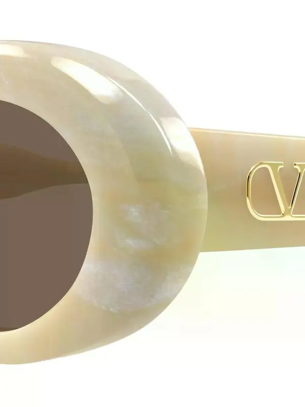 Valentino Garavani Vlogo Round-frame Sunglasses - Neutrals