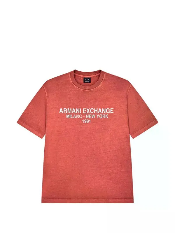 Armani Exchange Garment-dyed Logo-print Cotton T-shirt