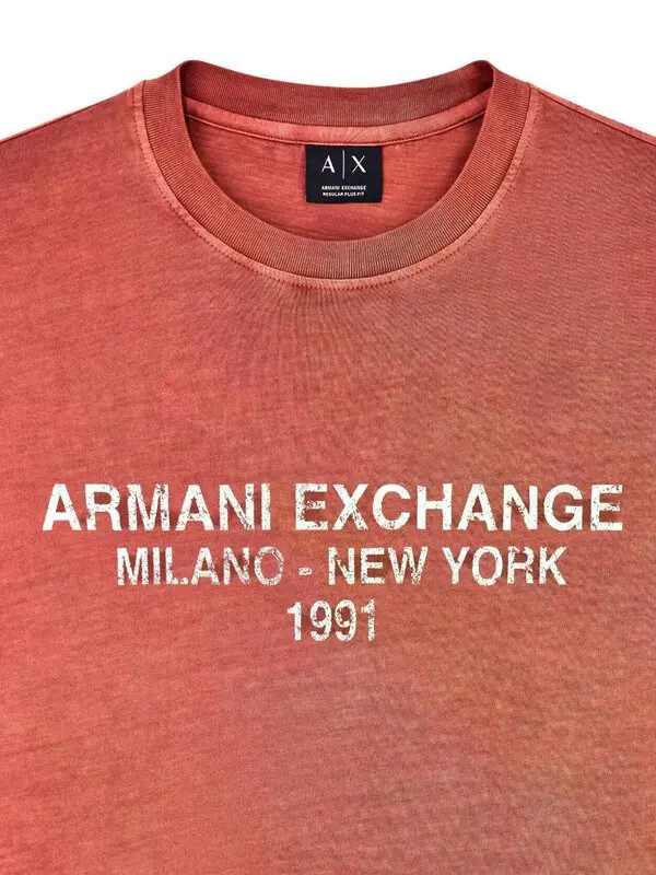 Armani Exchange Garment-dyed Logo-print Cotton T-shirt