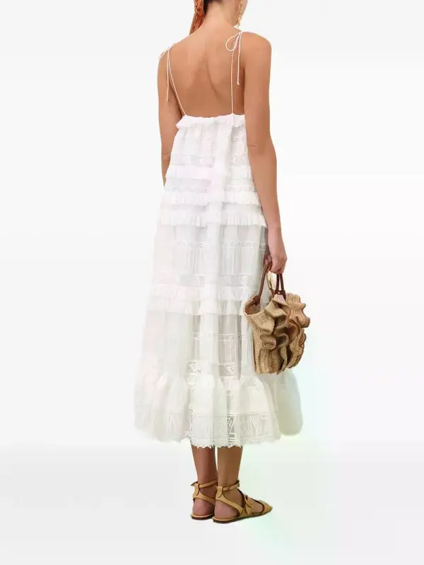 Zimmermann Solstice Tiered Midi Dress - White