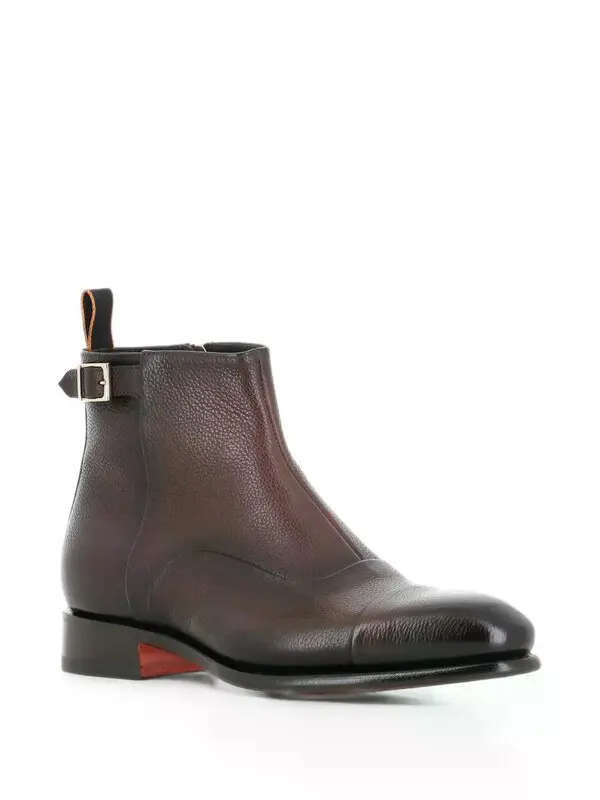 Santoni Buckle-detail Pebbled Boots