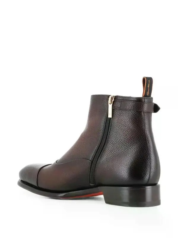 Santoni Buckle-detail Pebbled Boots