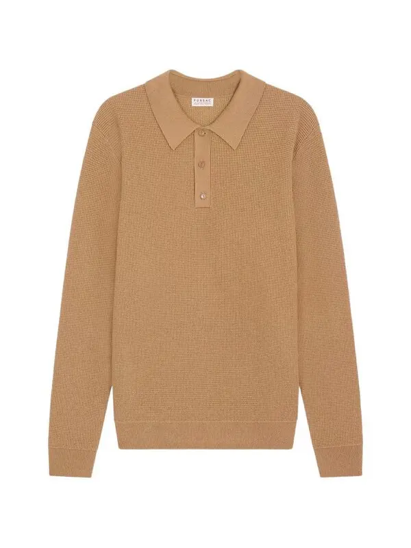FURSAC Waffle-knit Wool Polo Shirt