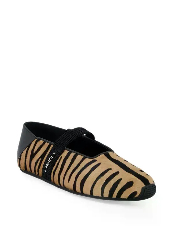 Fendi Academia Animal-print Ballet Flats - Neutrals