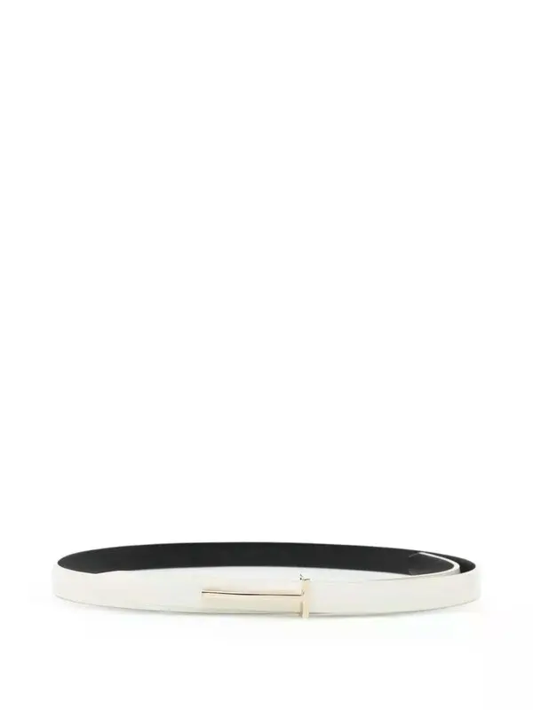 TOM FORD Spazzolato Leather Slim T Belt - White