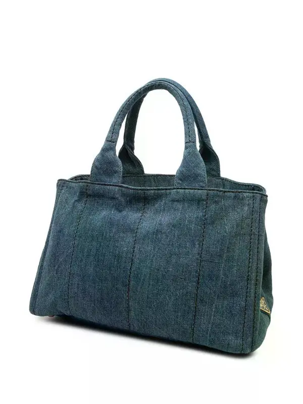 Prada 2013-2026 Denim Canapa Logo Tote Satchel