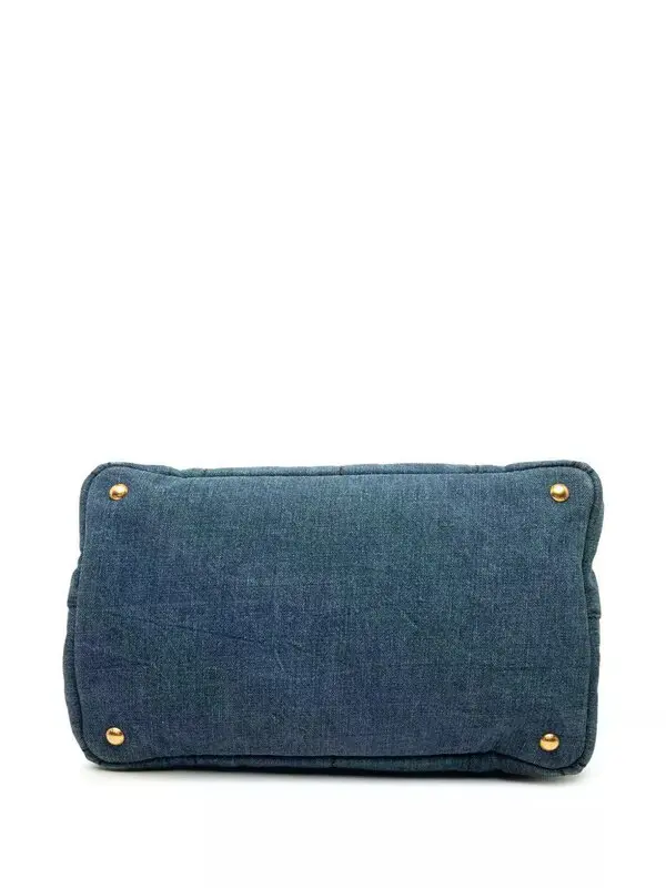 Prada 2013-2026 Denim Canapa Logo Tote Satchel
