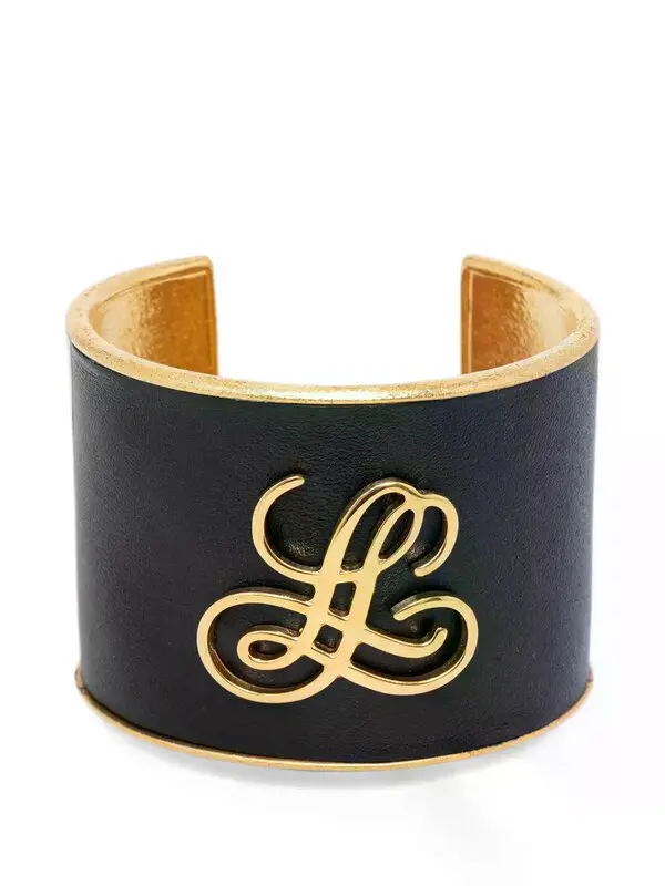Luisa Spagnoli Necessario Monogram-plaque Leather Cuff Bracelet - Gold