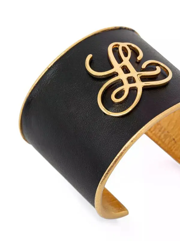 Luisa Spagnoli Necessario Monogram-plaque Leather Cuff Bracelet