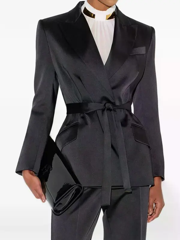 Elisabetta Franchi Stretch Satin Jacket With Belt