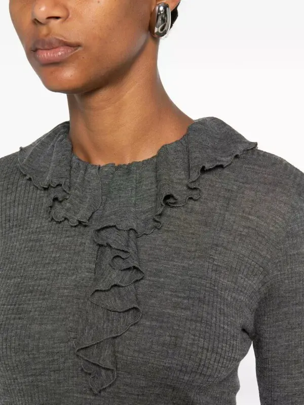 FORTE_FORTE Ruffled Ribbed T-shirt