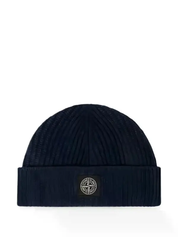 Stone Island Ribbed-knit Logo-patch Beanie Hat