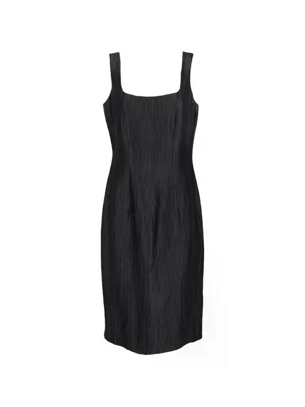 Guy Laroche Pleated Square-neck Midi Dress - Black